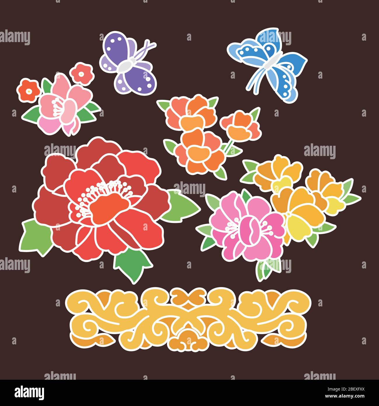Korea flower butterfly pattern design Stock Vector Images - Alamy