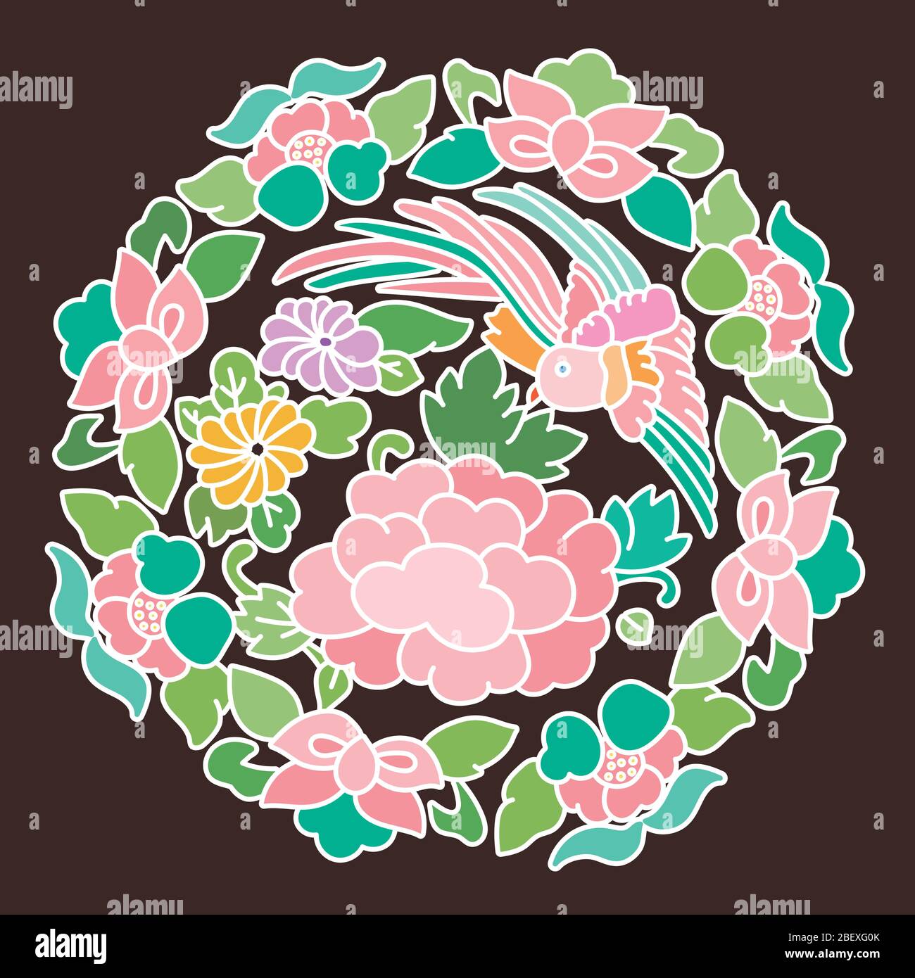 Traditional flower and bird painting Stock Vector Images - Alamy