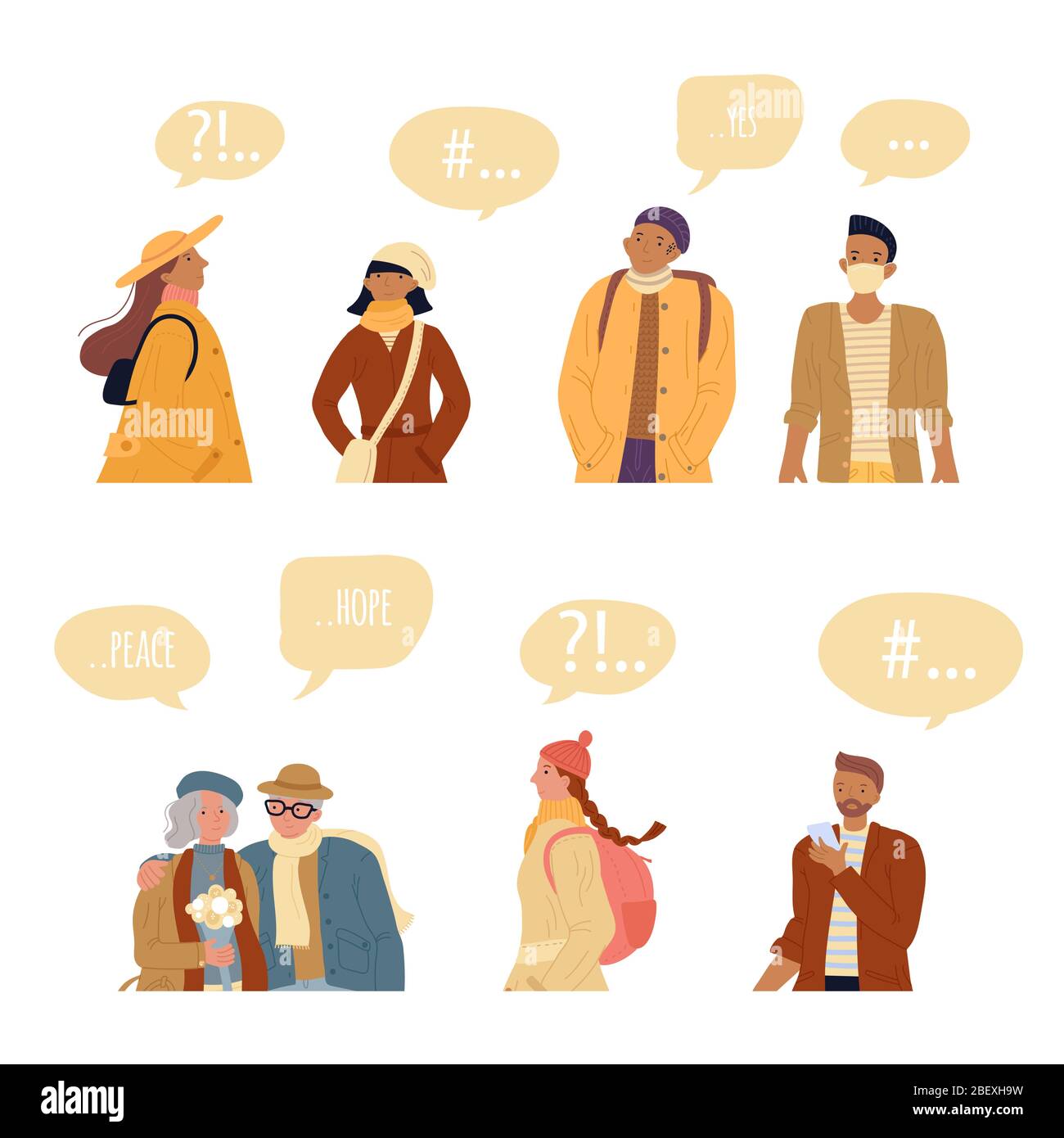 Different people character speech bubble isolated Stock Vector Image ...