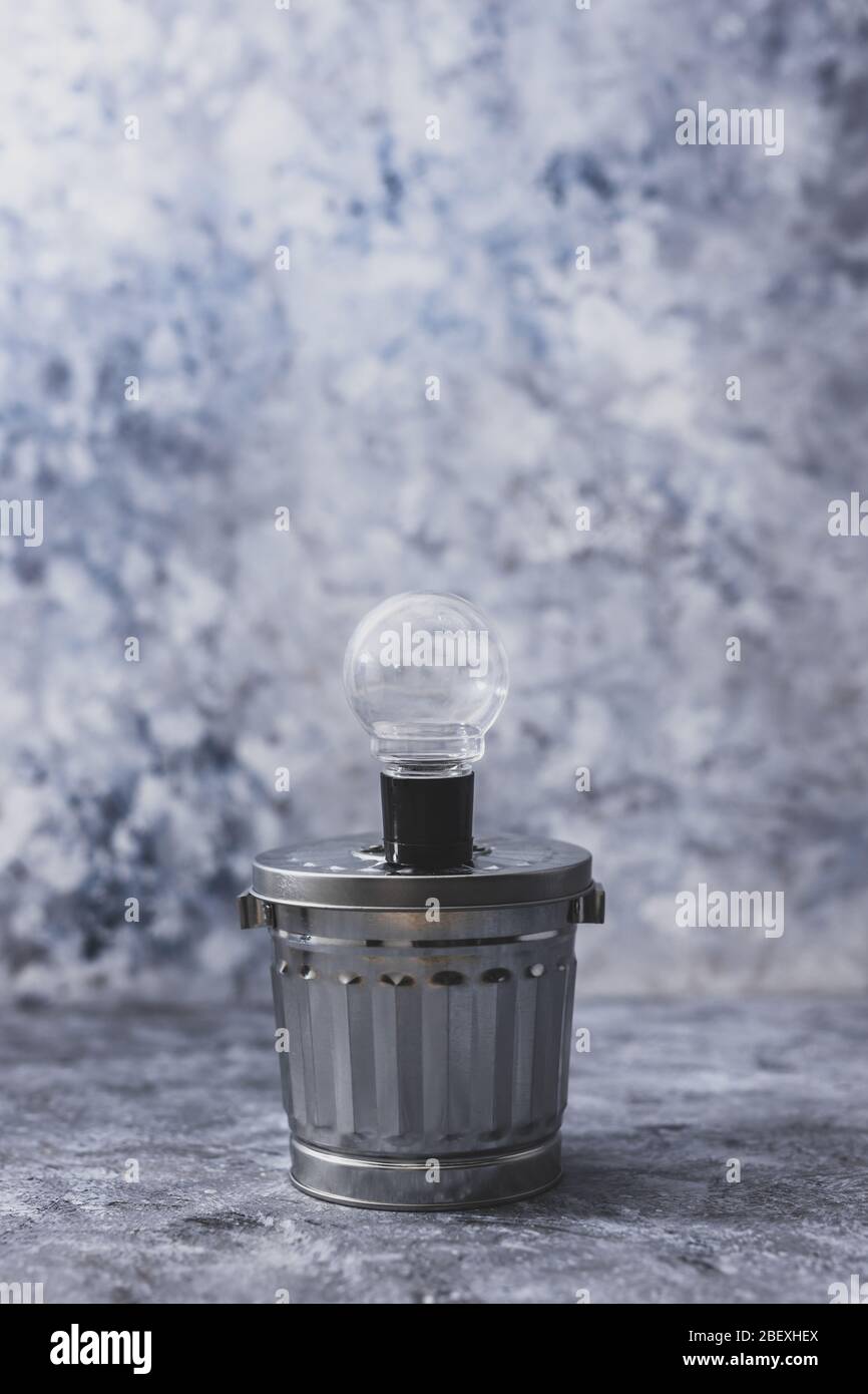 ideas for waste management and recycling concept, light bulb on tp of ...