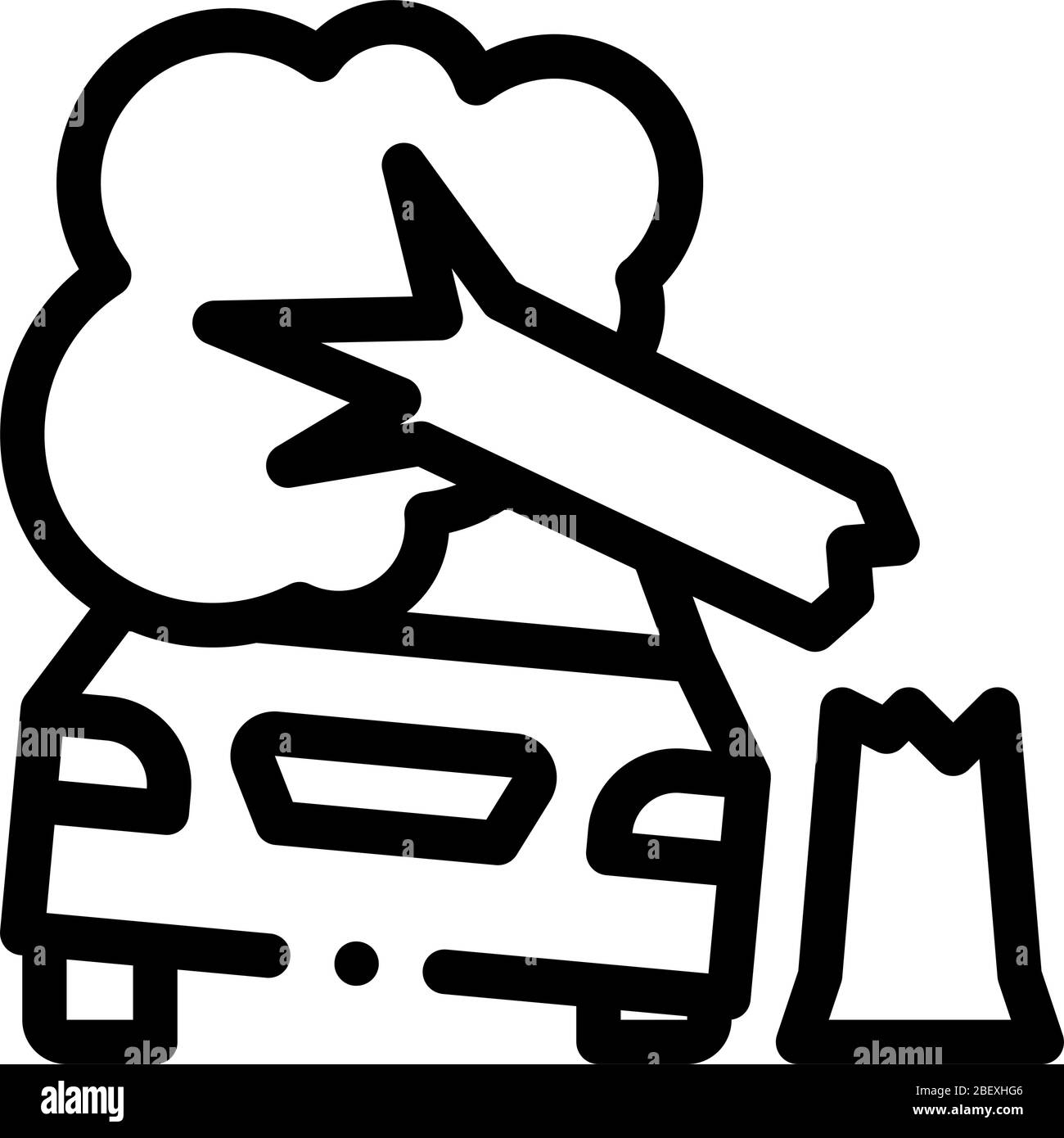 car crashed into tree icon vector outline illustration Stock Vector ...