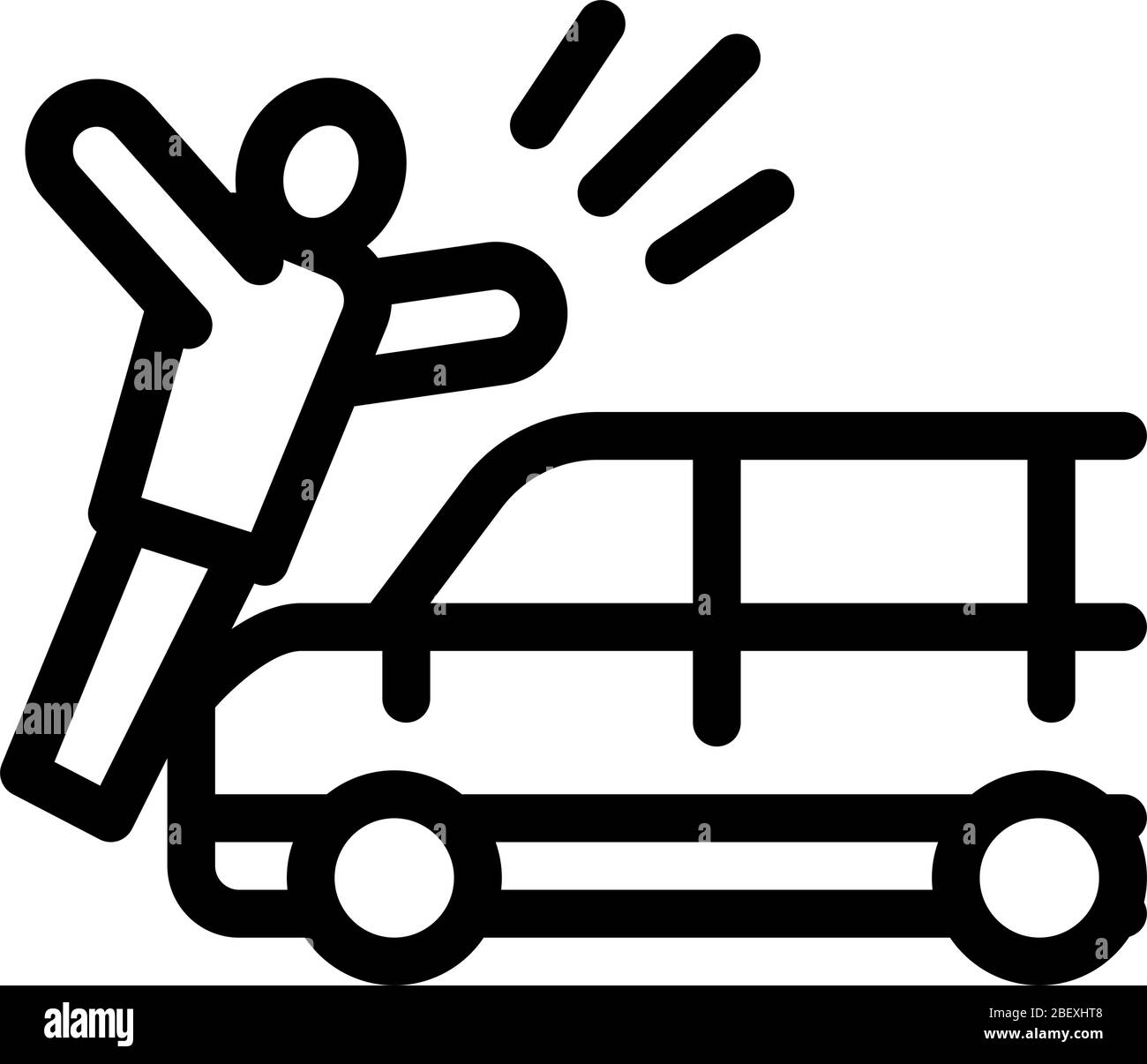 pedestrian hit by car icon vector outline illustration Stock Vector ...