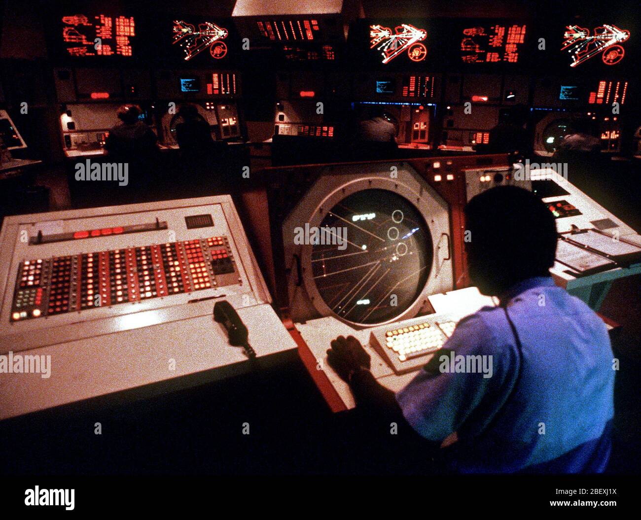 An air traffic controller monitors a radar screen in the Berlin ...