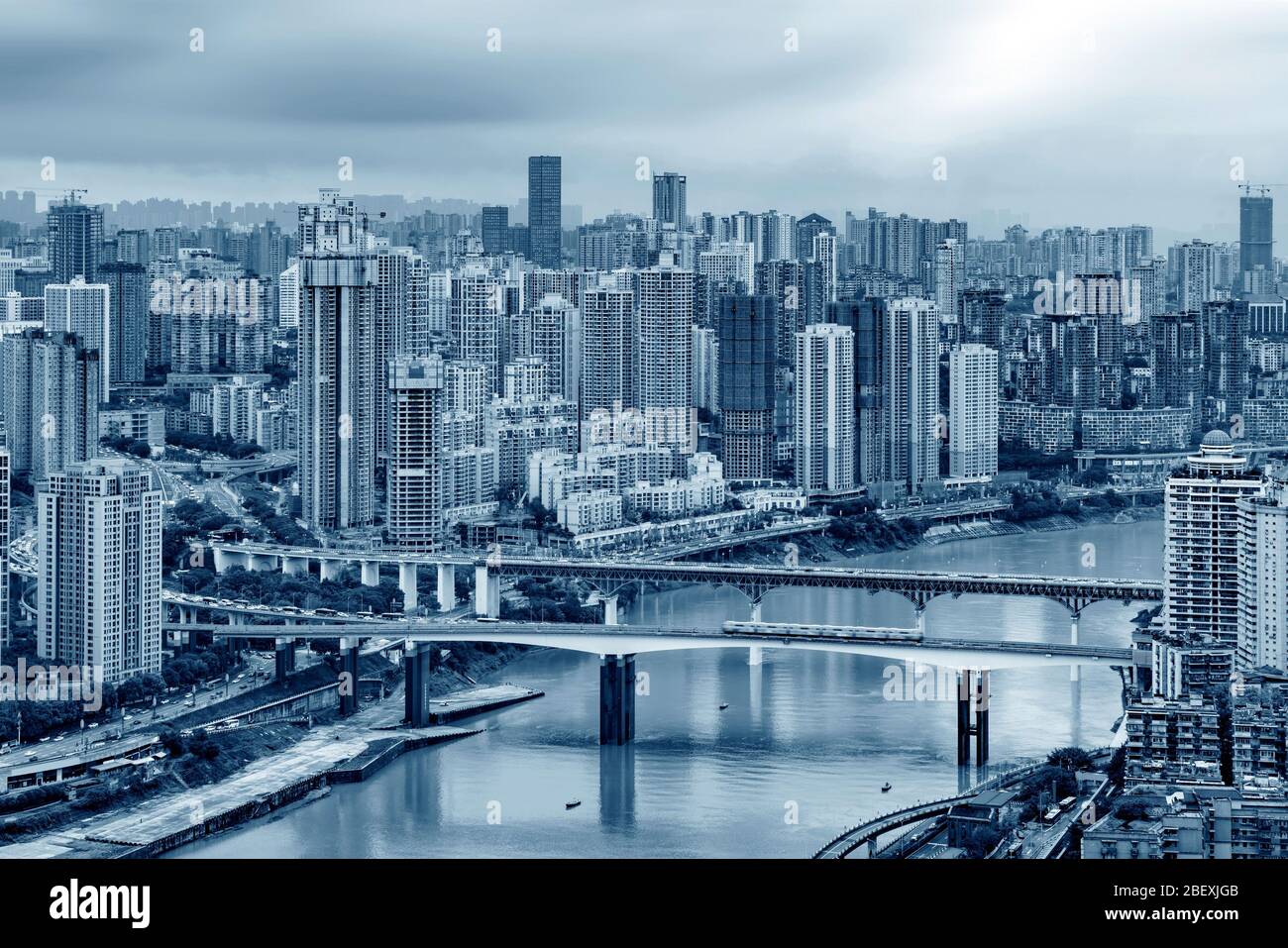 Aerial view of the Yangtze River and Chongqing city landscape Stock ...