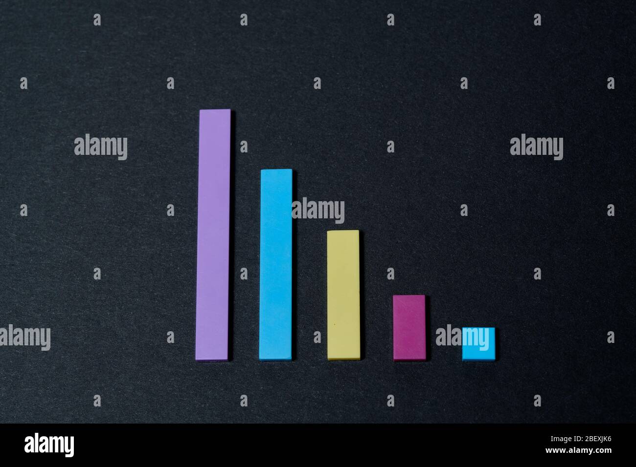 Bar graph of decline, worsening. Recession and crisis concept on black ...