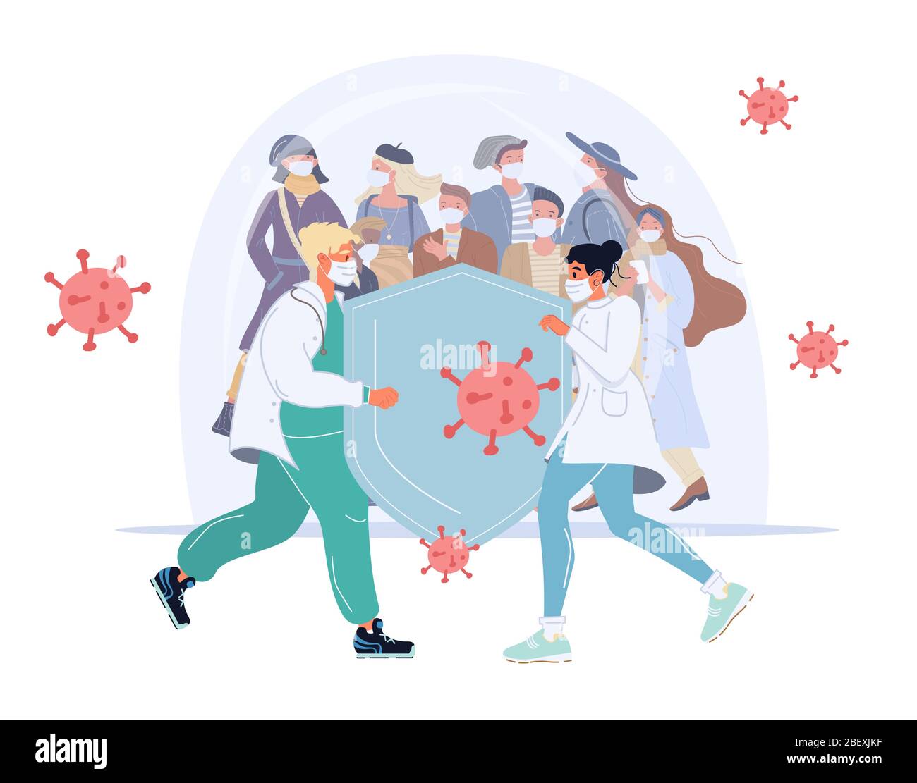 Doctor protect people virus attack prevention Stock Vector Image & Art ...