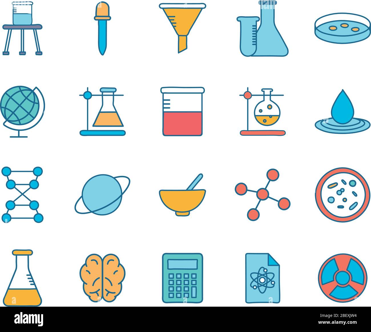 Science line and fill style icon set vector design Stock Vector Image ...