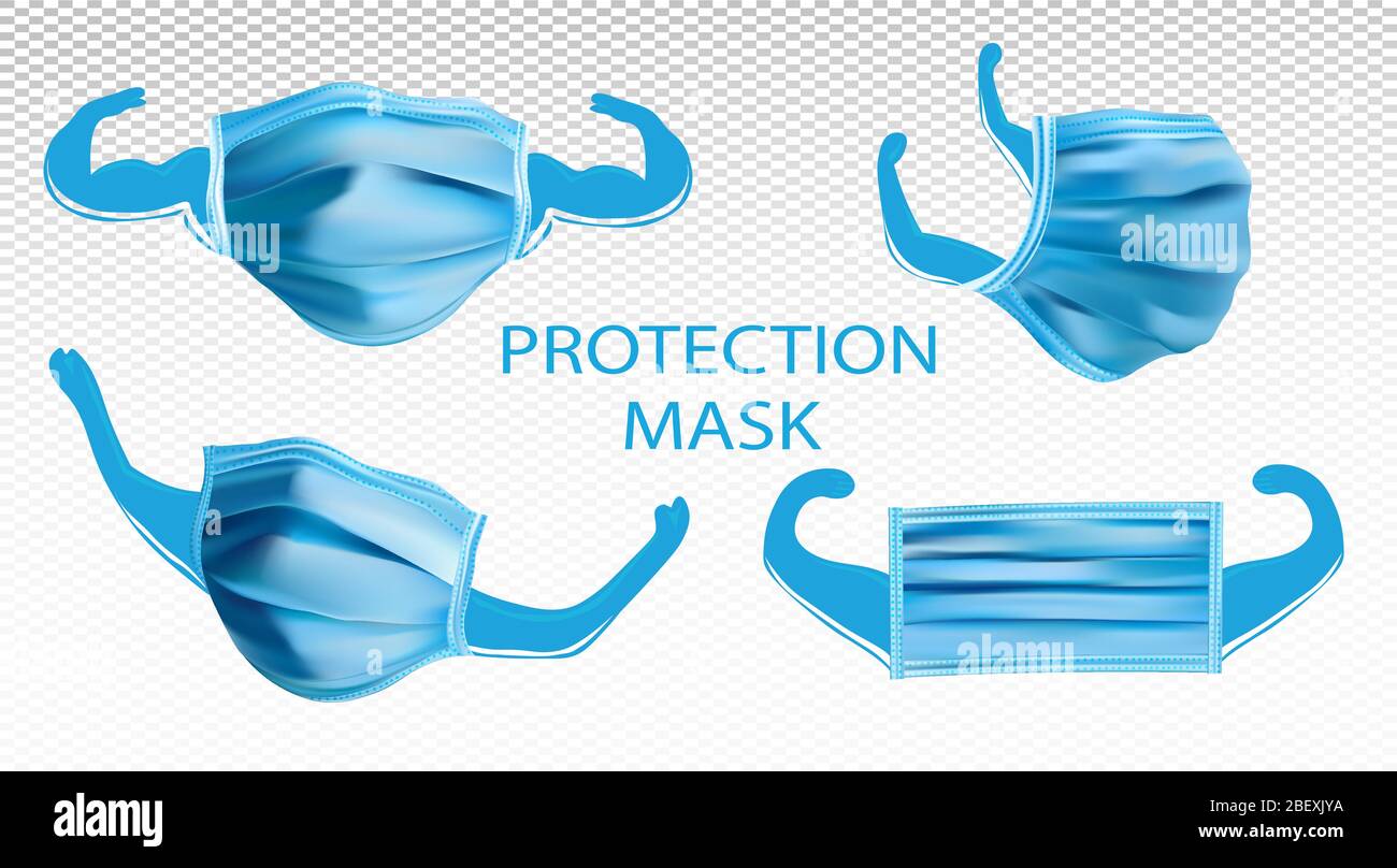 Collection of Protection Medical Mask. 3D realistic mask from different ...