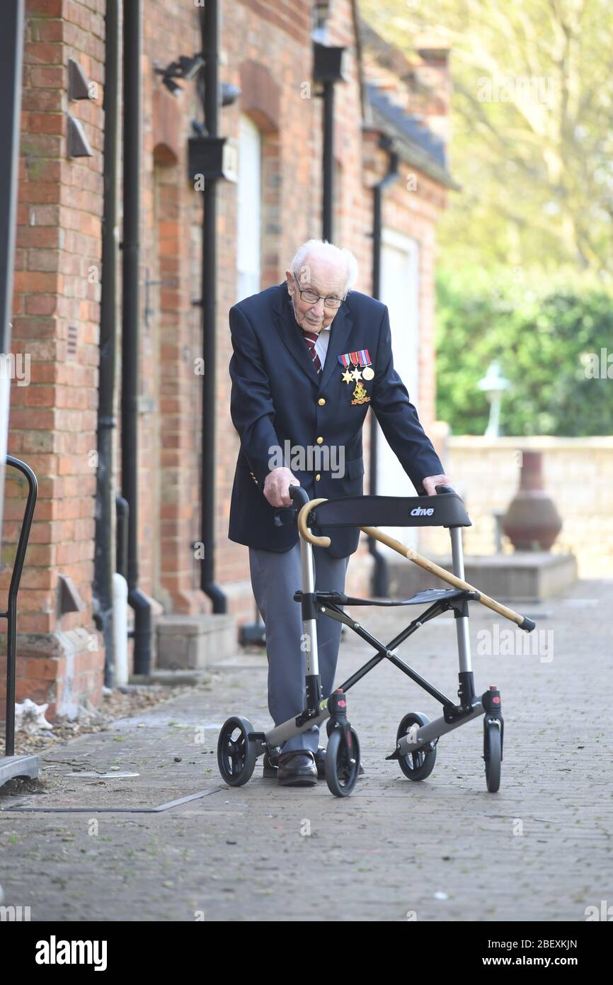 99-year-old war veteran Captain Tom Moore at his home in Marston ...