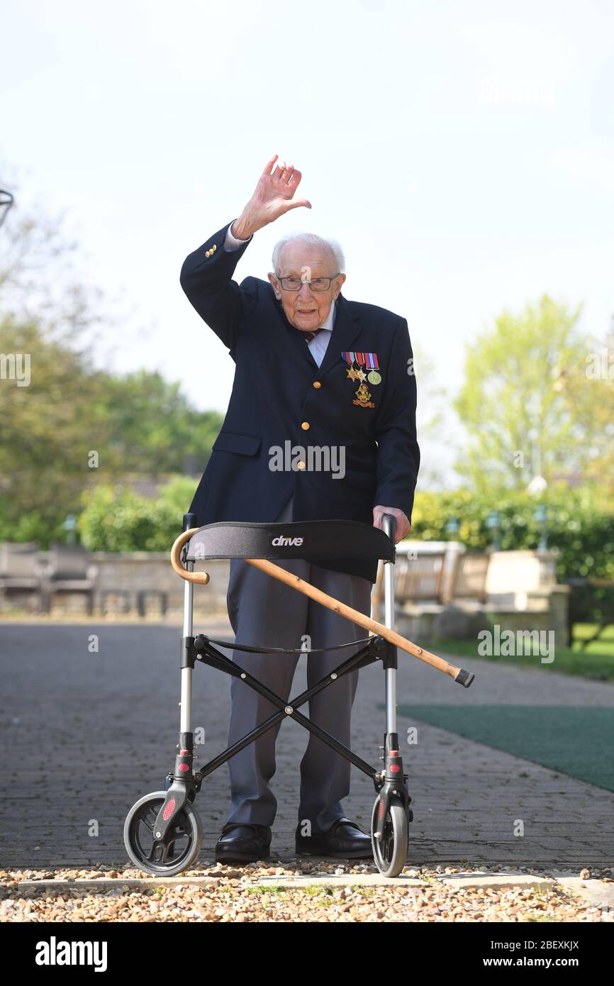 99-year-old war veteran Captain Tom Moore at his home in Marston ...