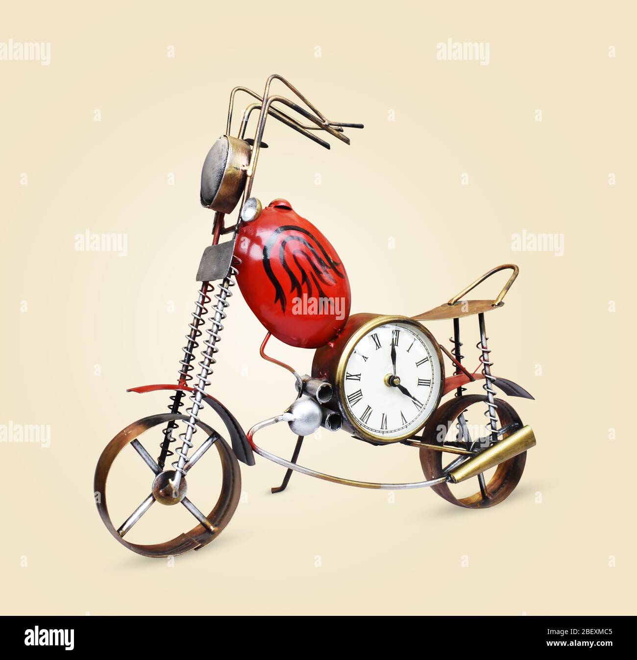 Showpiece of a Clock Motor Bike on white background (Table Clock ...