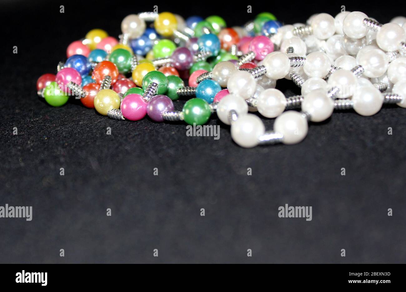 colorful Pearl strings abstract, background row of pearl ornaments on ...