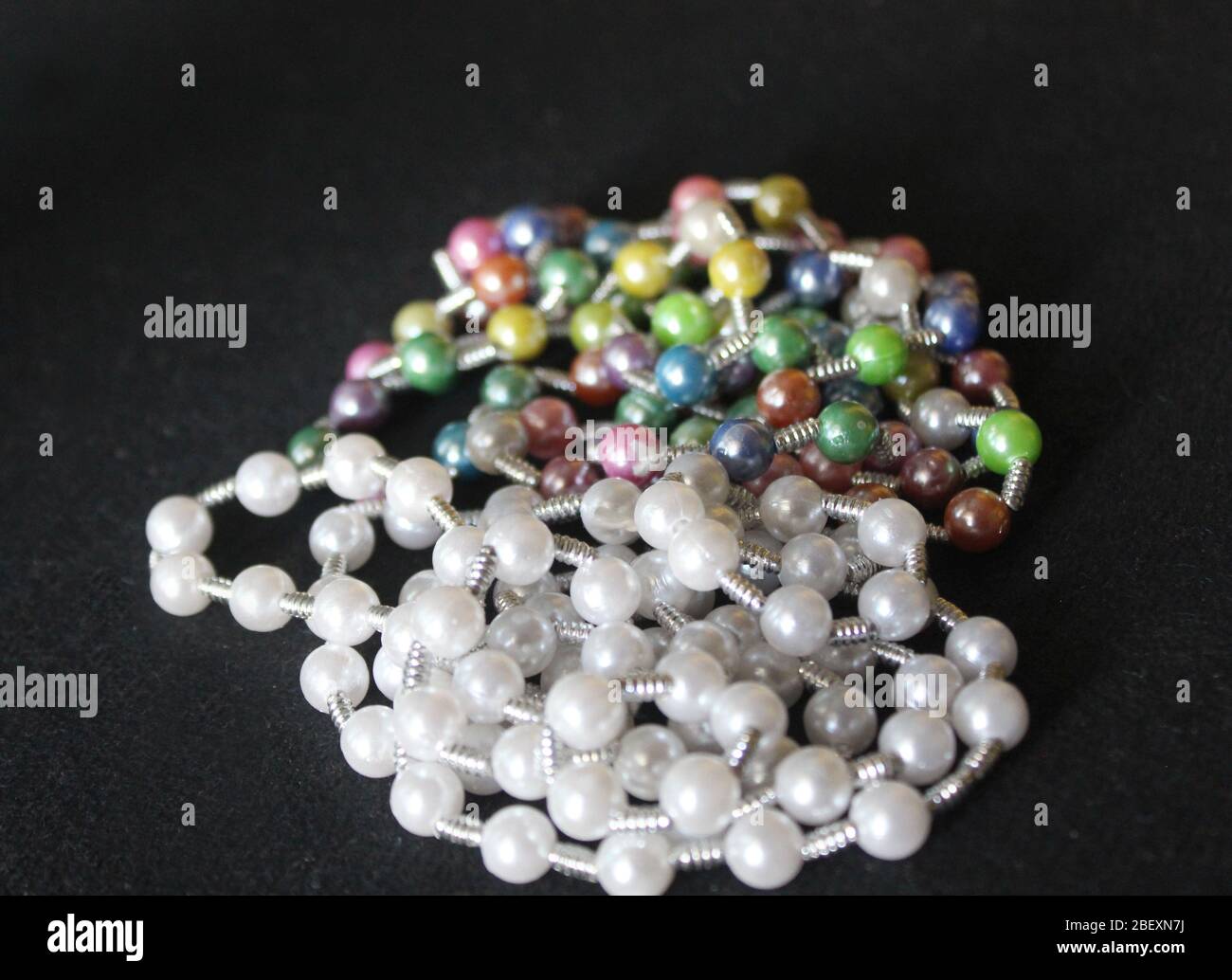 colorful Pearl strings abstract, background row of pearl ornaments on ...