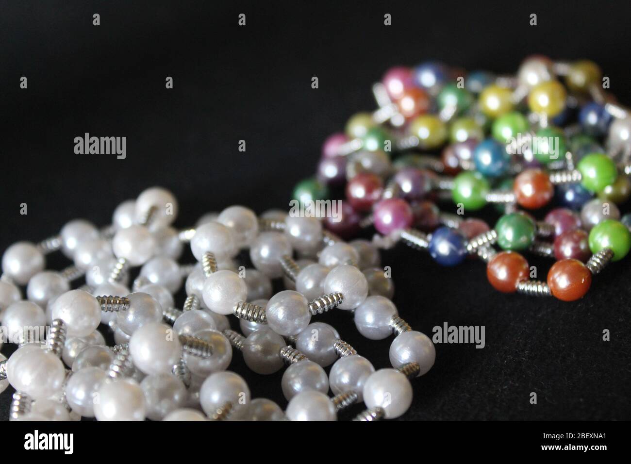colorful Pearl strings abstract, background row of pearl ornaments on ...
