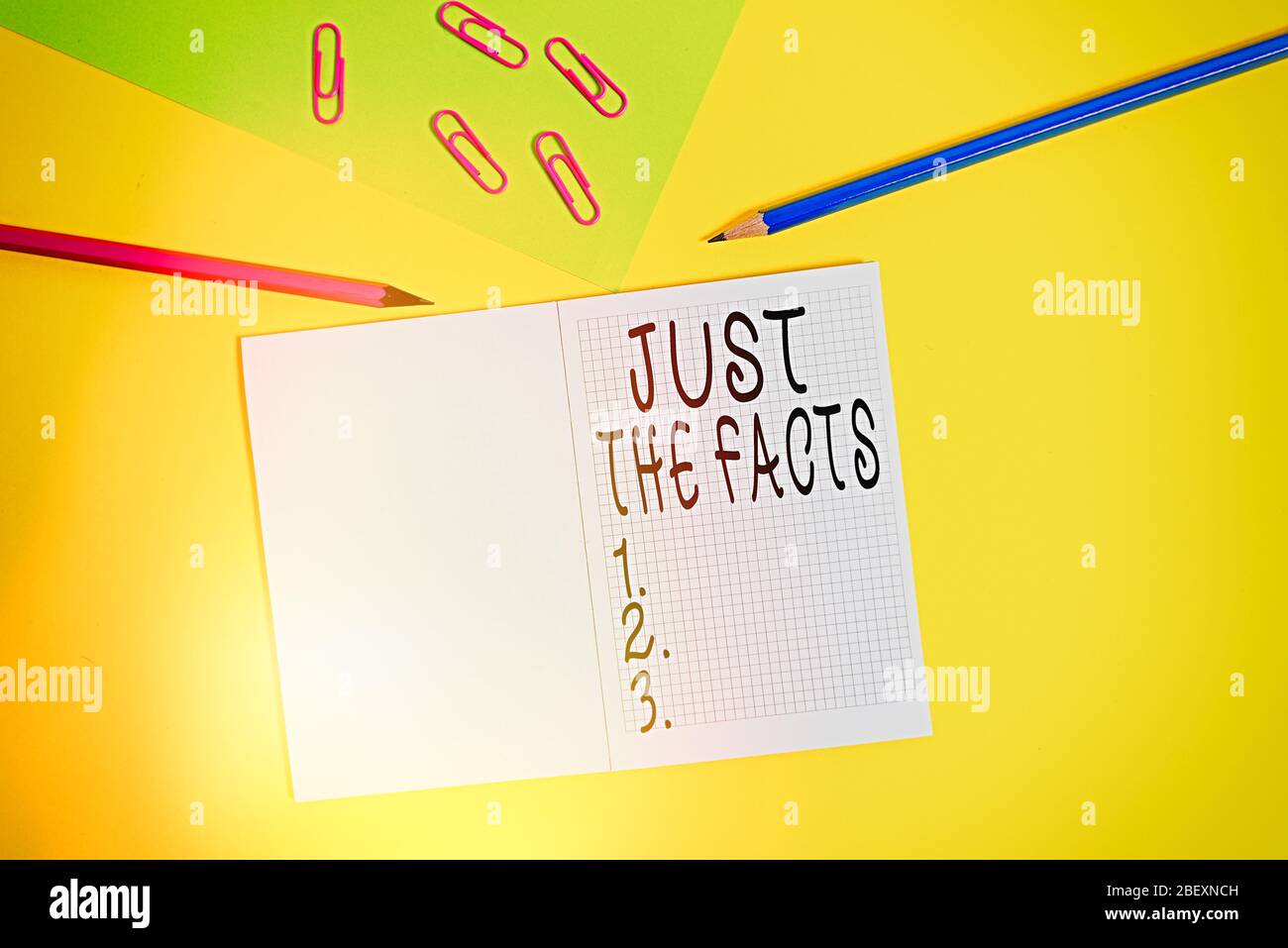 Conceptual hand writing showing Just The Facts. Concept meaning to have ...