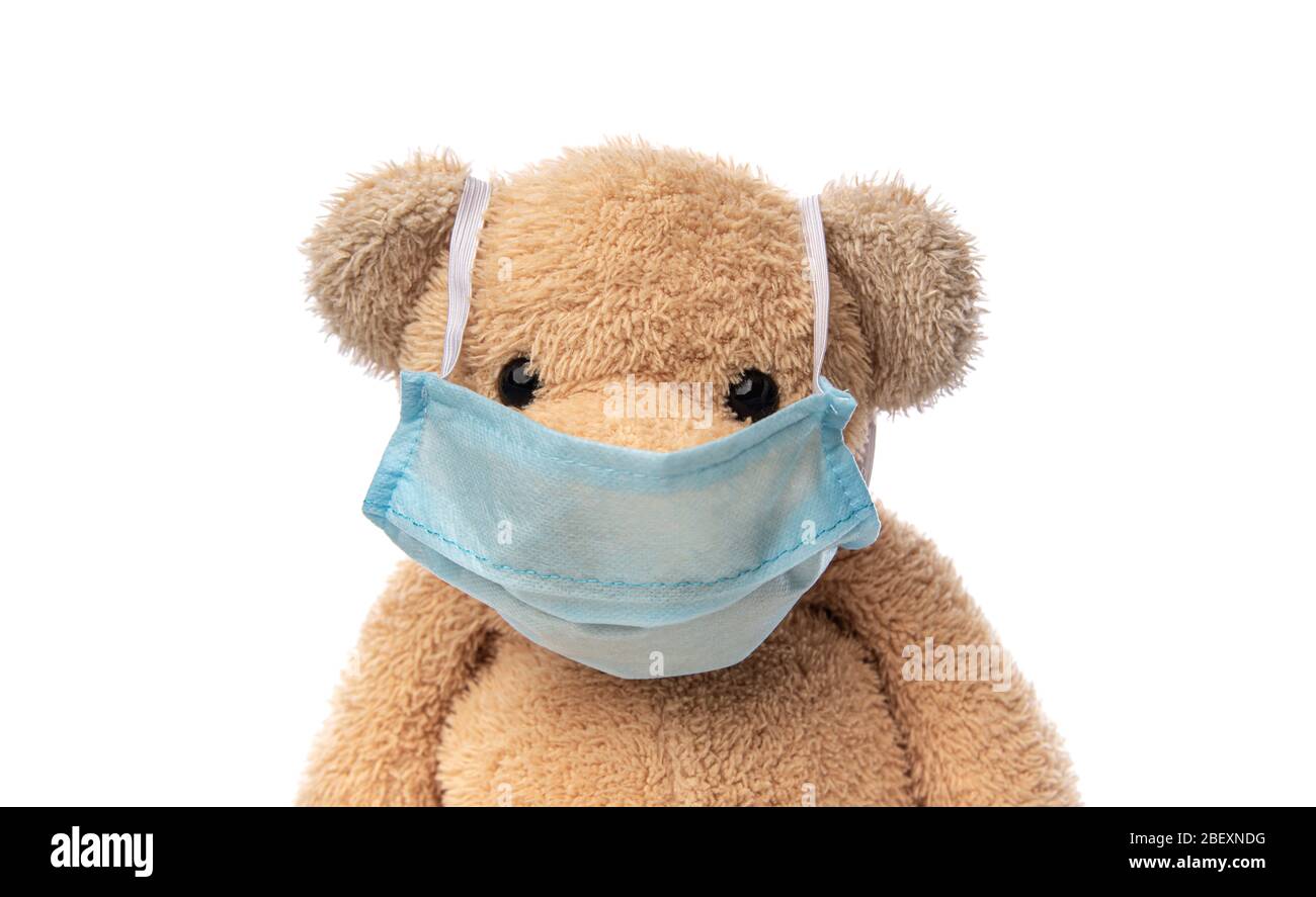 Teddy bear with protective face mask Stock Photo - Alamy