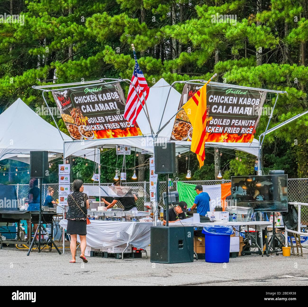 Chicken Kabob and Calamari Stand at Night Market Stock Photo - Alamy