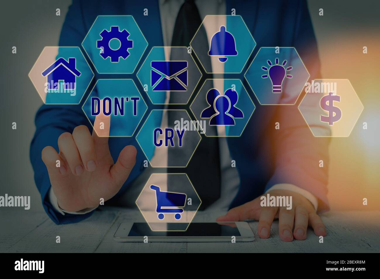 Writing note showing Don T Cry. Business concept for Shed tears ...