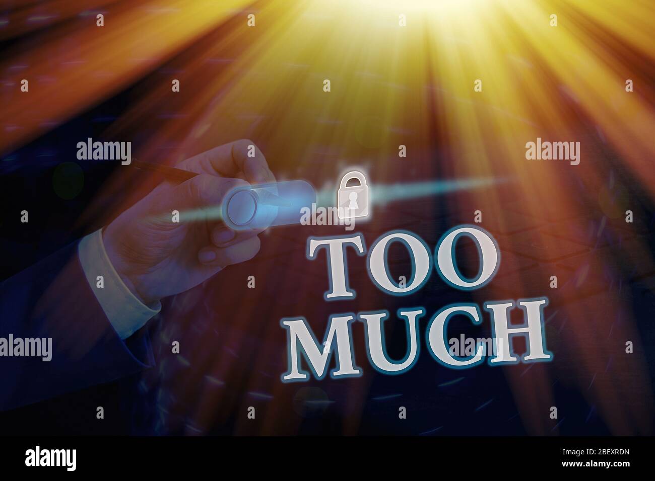Conceptual hand writing showing Too Much. Concept meaning an ...