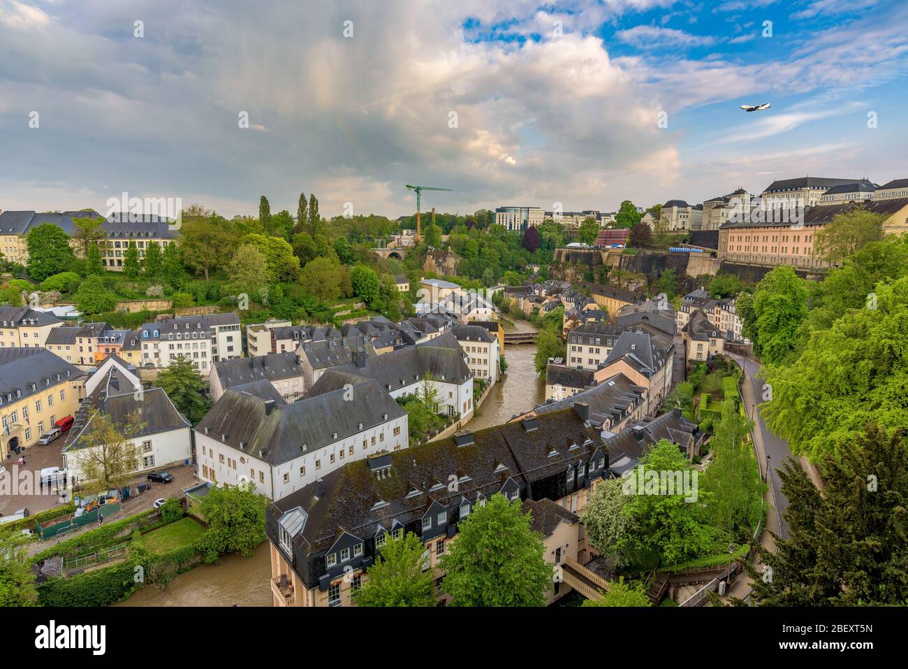 Aerial view of Luxembourg city, the capital of Grand Duchy of ...