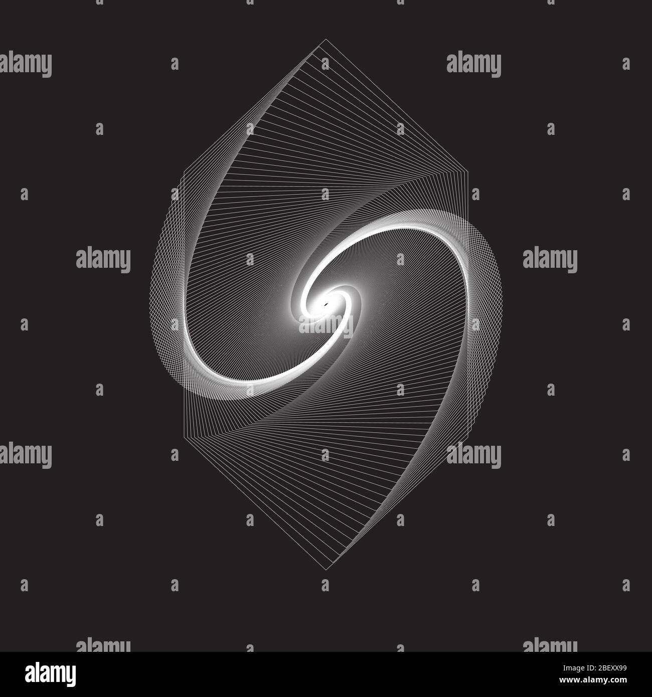 White rhombus shape with spiral lines on black background Stock Vector ...