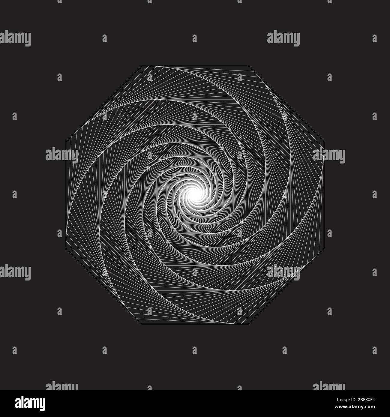 White dynamic geometry spiral shape on black background Stock Vector ...