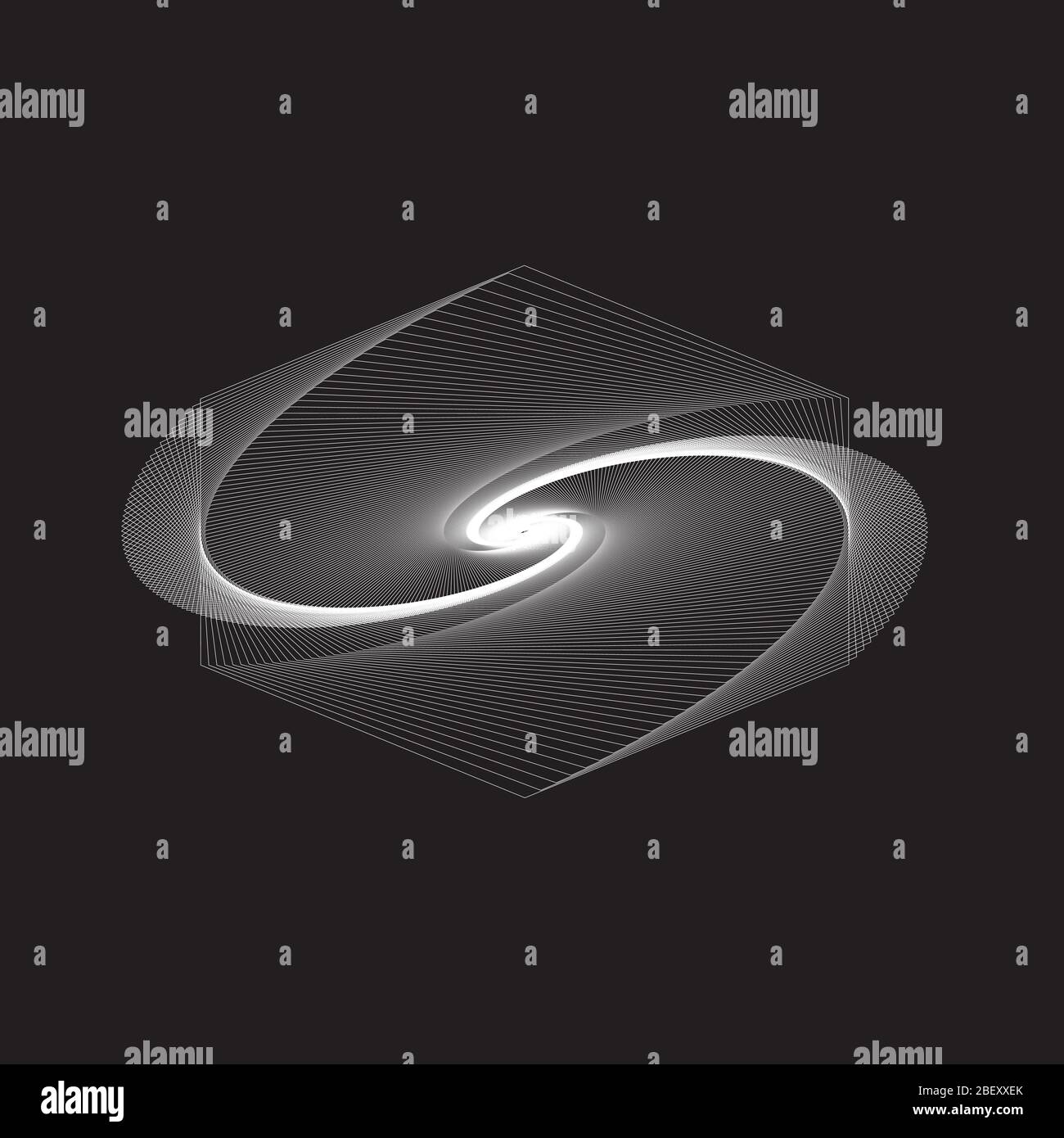 White rhombus shape with spiral lines on black background Stock Vector ...