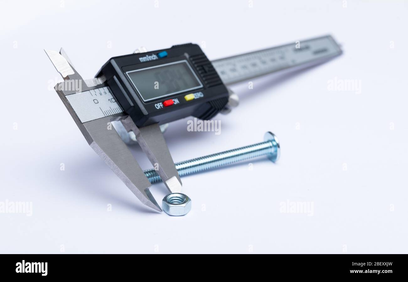 digital caliber on white background Stock Photo - Alamy