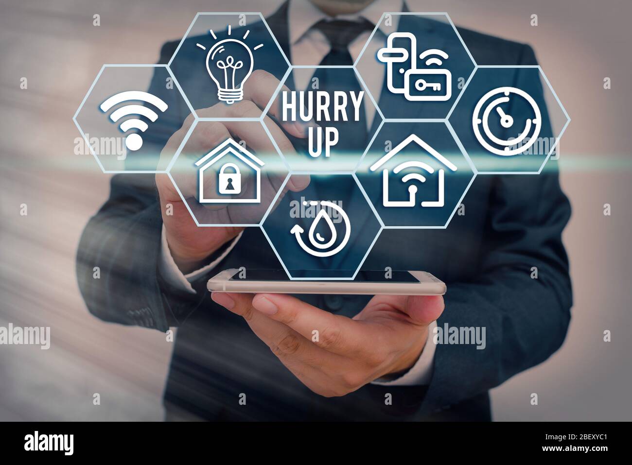 Conceptual hand writing showing Hurry Up. Concept meaning asking ...