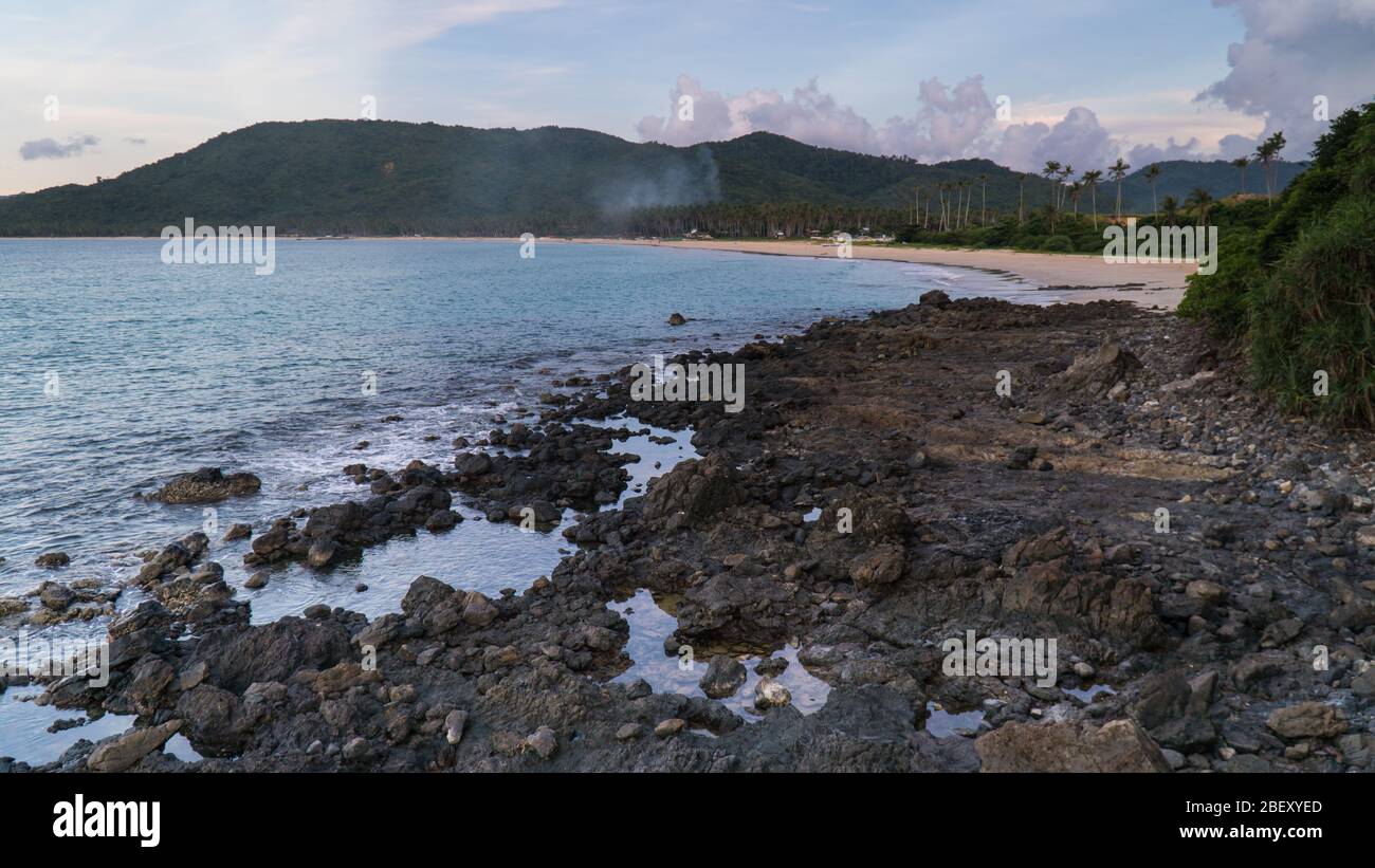 Nacpan Beach volcanic rock beach near El Nido, Palawan, Philippines ...