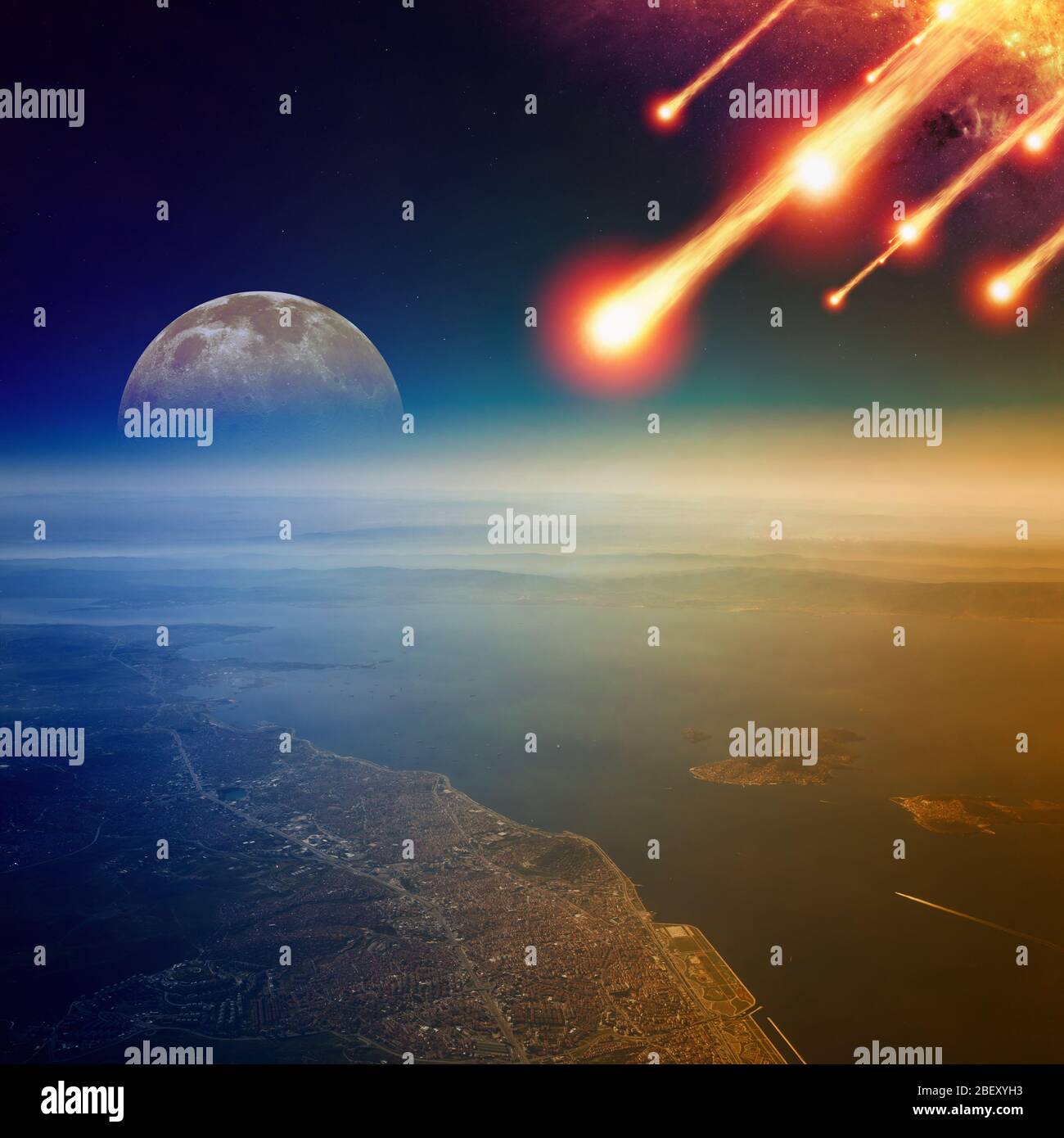 Apocalyptic background - asteroid impact, end of world, judgment day ...