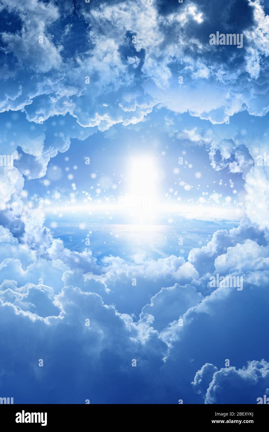 Light from heaven, way to heaven, heaven door, light of hope. Elements ...