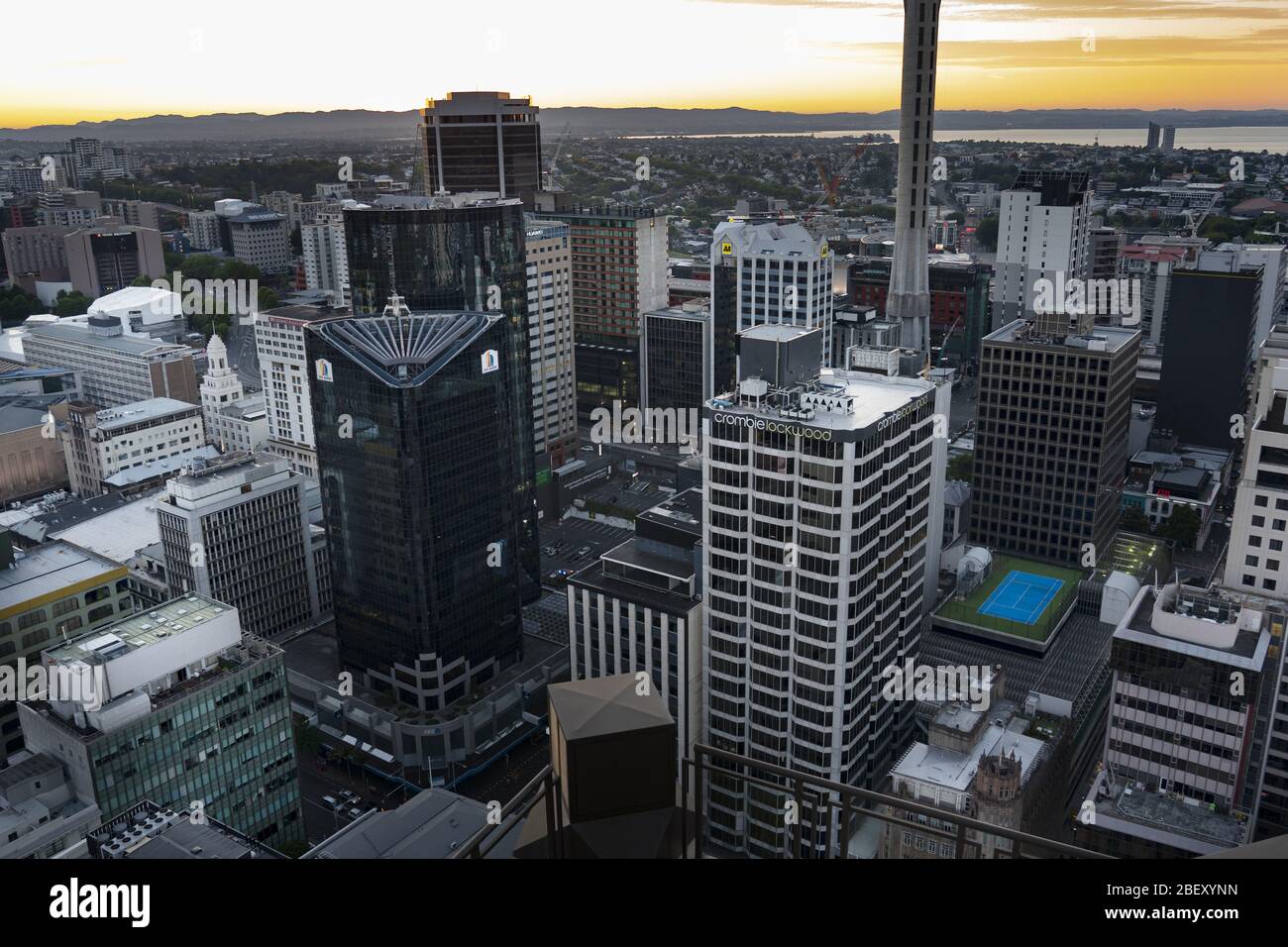 Auckland Skyline at Sunset Stock Photo - Alamy