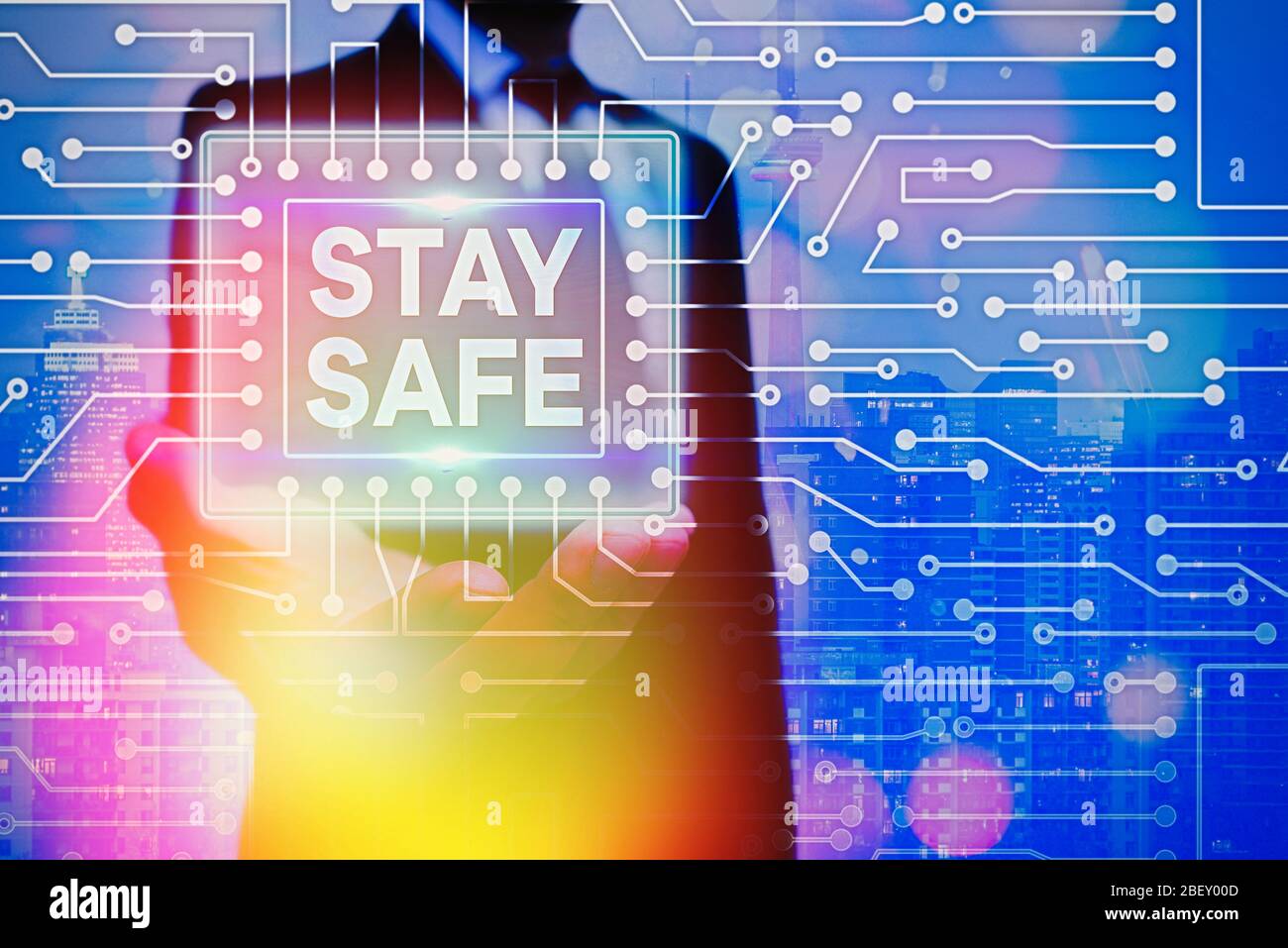Conceptual hand writing showing Stay Safe. Concept meaning secure from ...