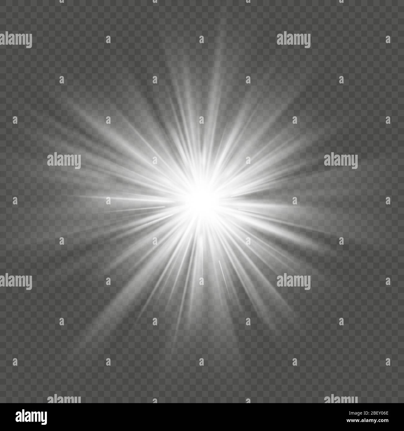 White glow star burst flare explosion transparent light effect. EPS 10 ...