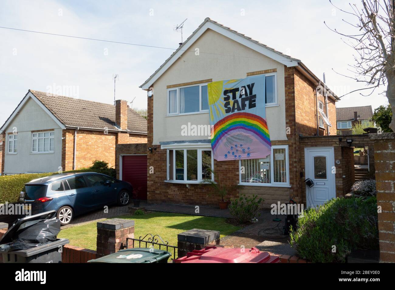 Stay safe support rainbow sign sign in residential area of Reading ...