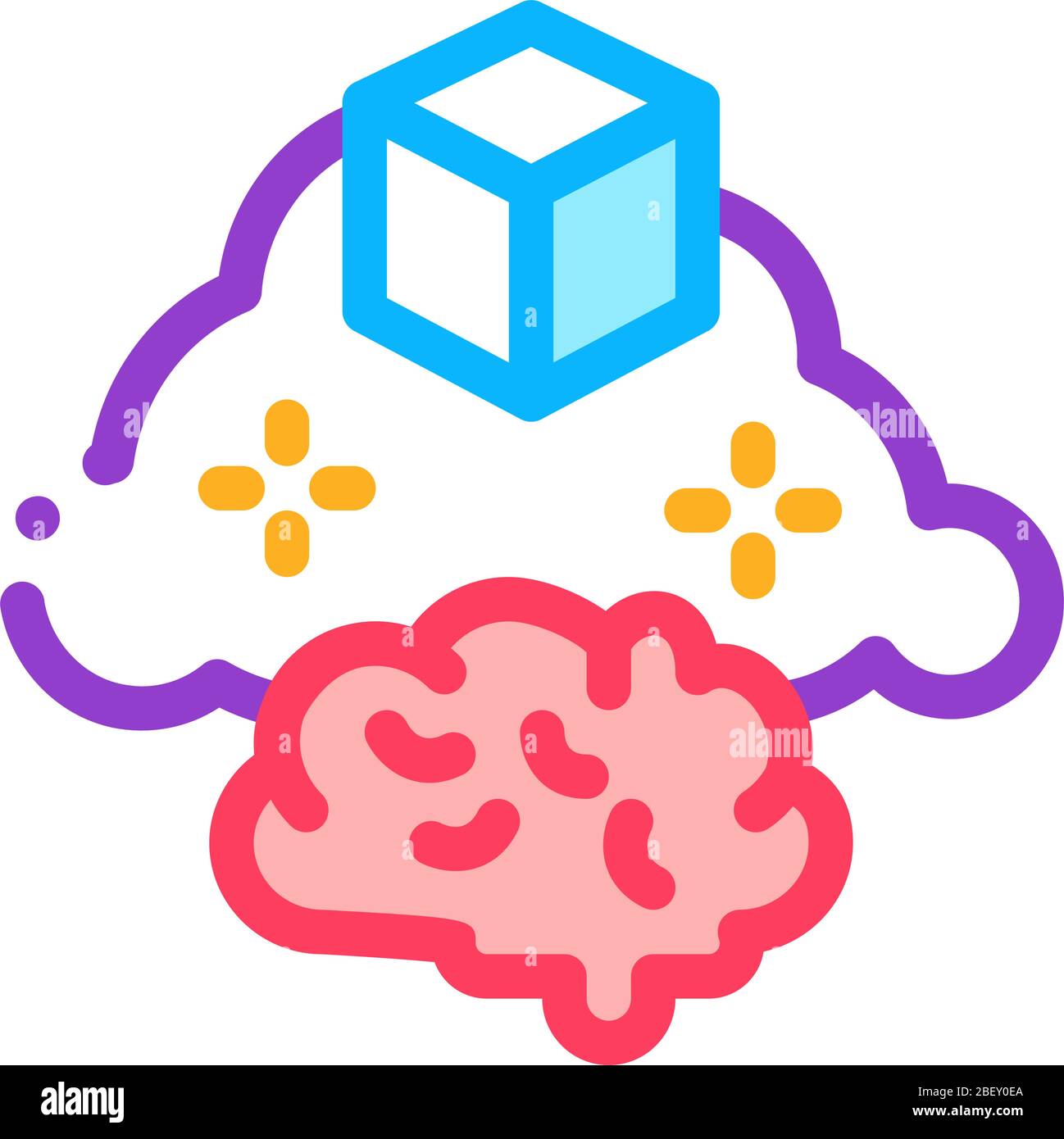 parcel brain cloud icon vector outline illustration Stock Vector Image ...