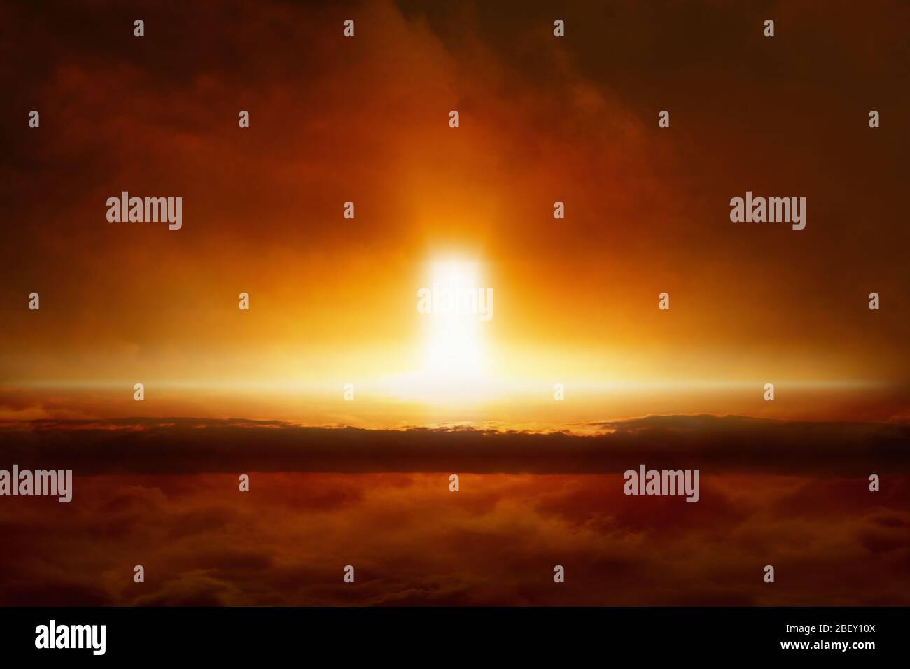 Abstract apocalyptic background - entrance to hell, bright red glowing ...