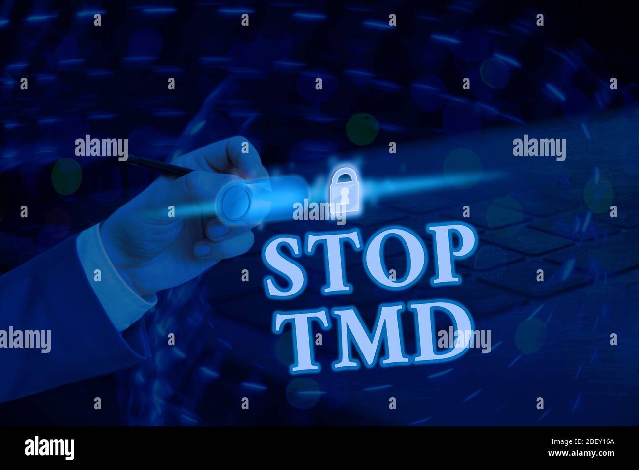 Conceptual hand writing showing Stop Tmd. Concept meaning Prevent the ...