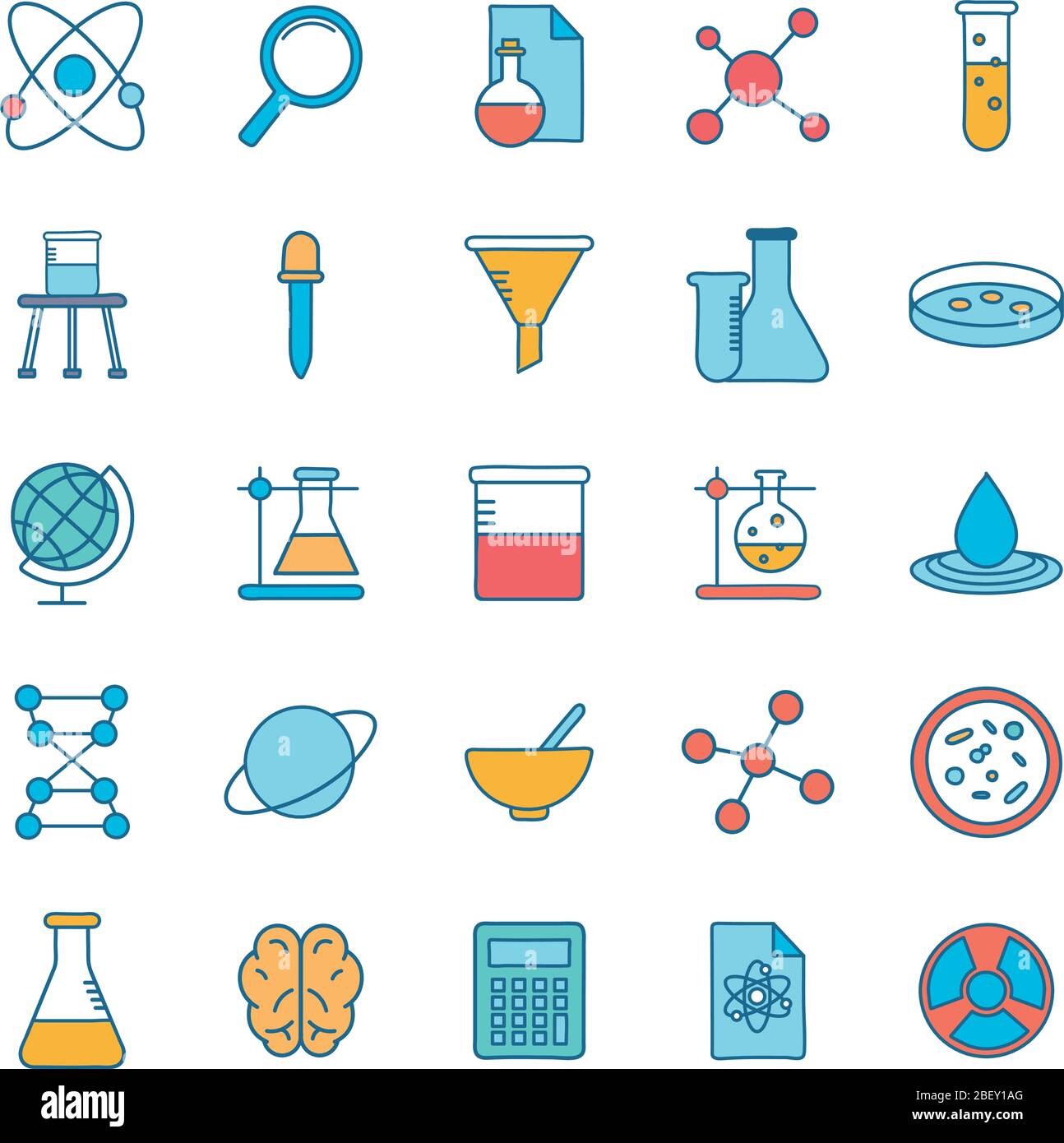 Science line and fill style icon set vector design Stock Vector Image ...
