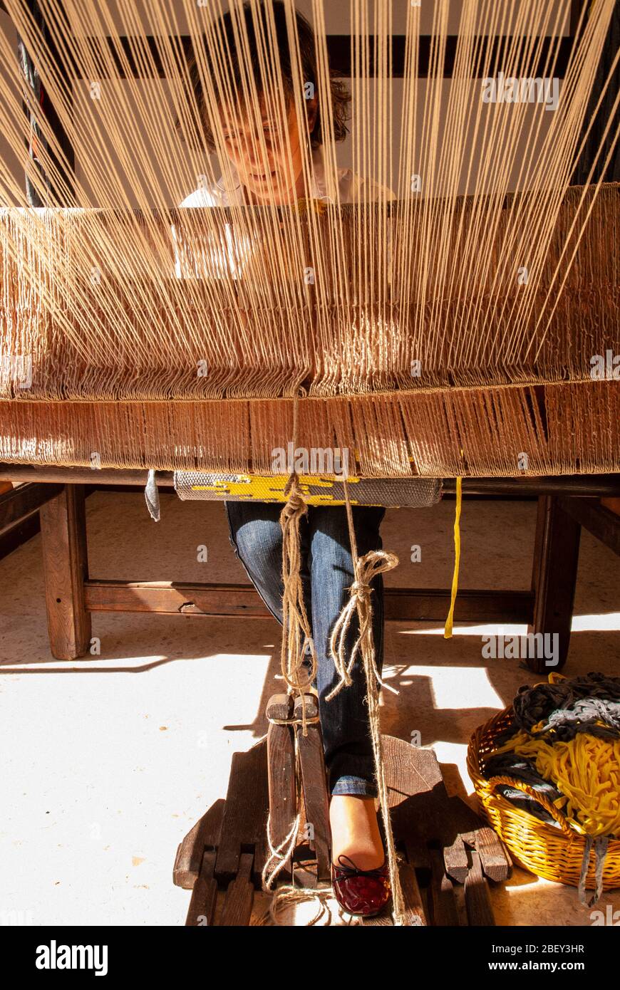Italy - Calabria - Miglierina ( CZ ) - Traditional weaving with loom ...
