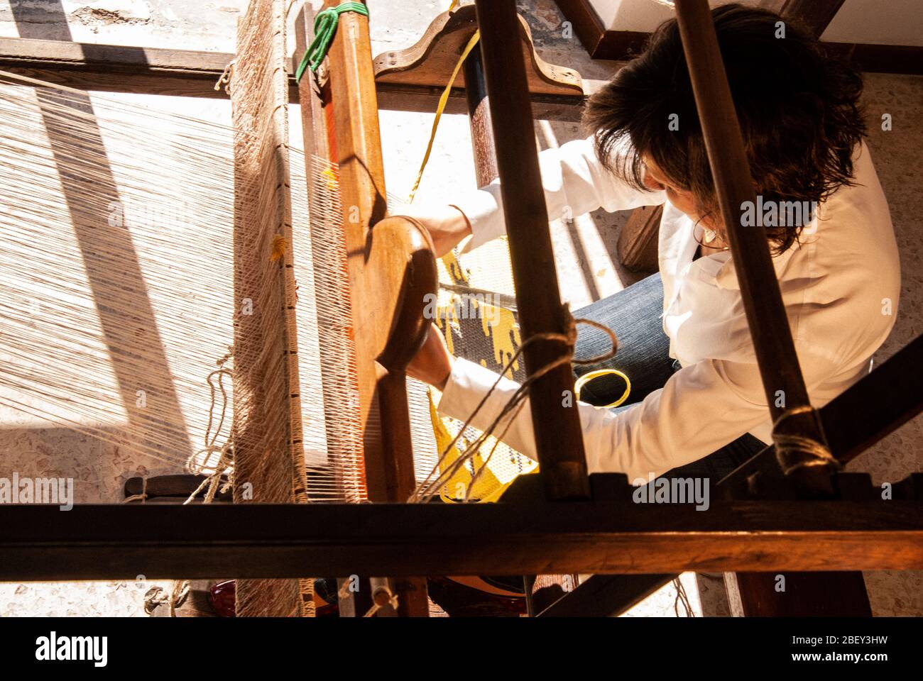 Italy - Calabria - Miglierina ( CZ ) - Traditional weaving with loom ...