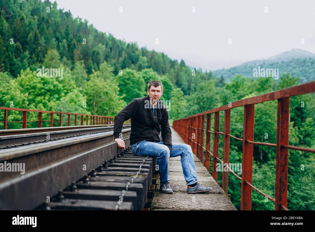 Man on railway track hi-res stock photography and images - Alamy