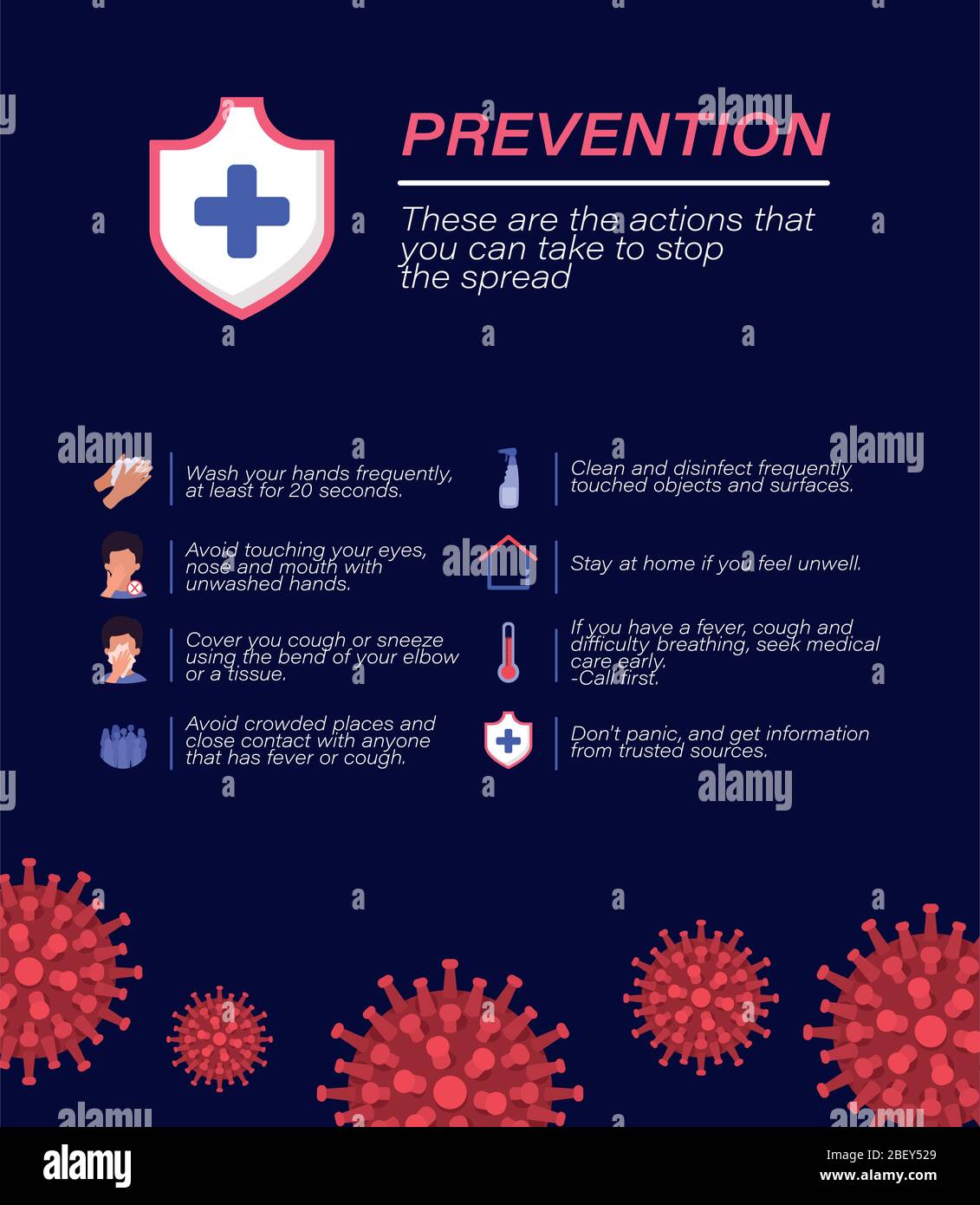 Covid 19 virus prevention tips vector design Stock Vector Image & Art ...
