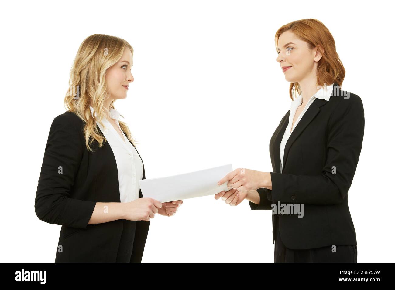 Agreement between two beautiful businesswomen. Paper, contract Stock ...
