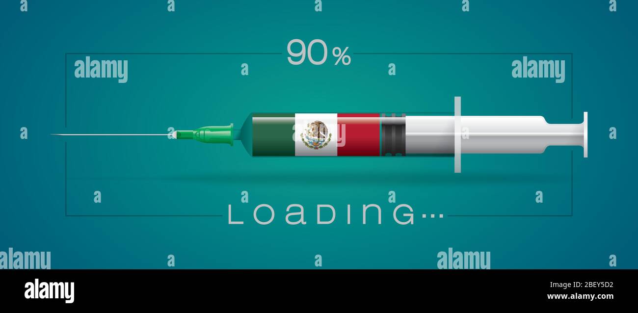 Vector illustration with 3D corona vaccine, loading, country flag ...