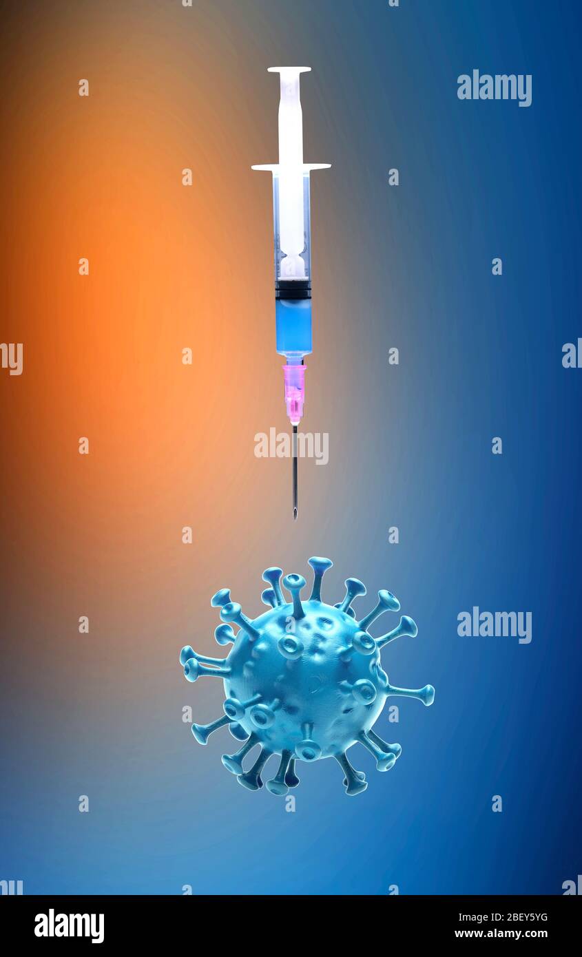 Syringes and virus Stock Photo - Alamy