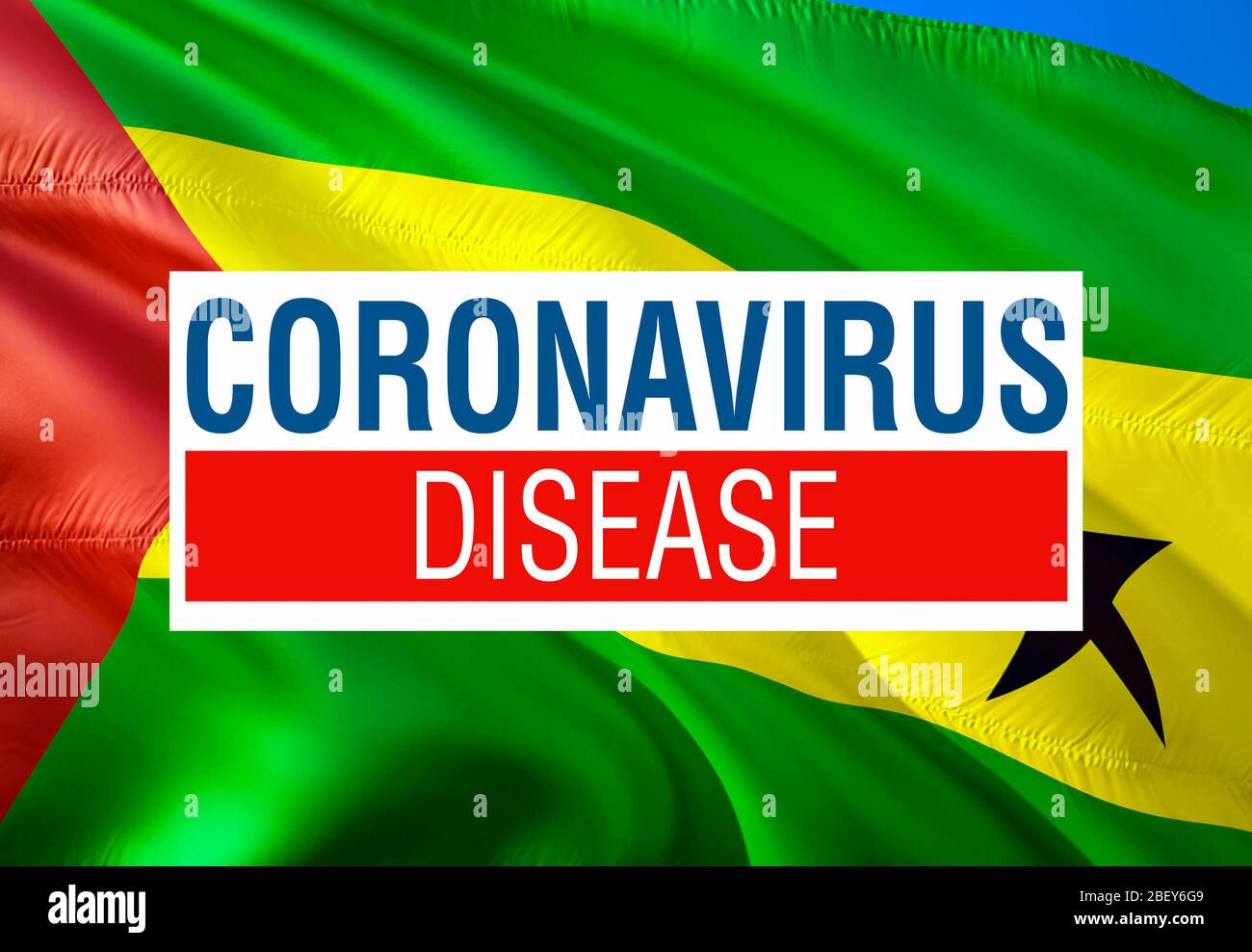 Coronavirus in Sao Tome and Principe flag with DISEASE text Sign, 2019 ...