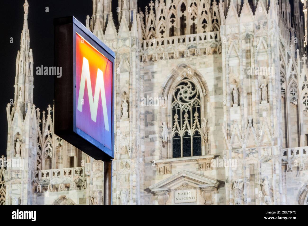 Underground subway metro tube traffic sign with Cathedral on background ...
