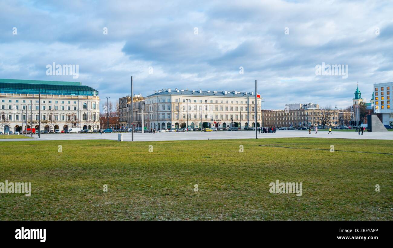 Warsaw, Poland - January 3, 2019: View on the Pilsudski Square Stock ...